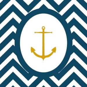 Nautical Chevron Anchor Printable Home Decor Art Print on Luulla