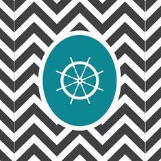 Nautical Themed Chevron Art Print Set Of 3 (Anchor, Wheel, Seagul) on ...