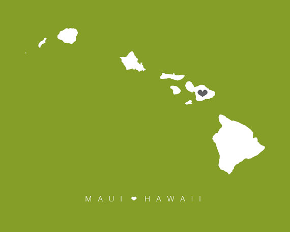 Personalized Hawaii Love Map Wall Art Printable on Luulla