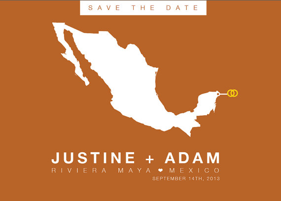 Mexico Save The Date Wedding Printable Postcard on Luulla