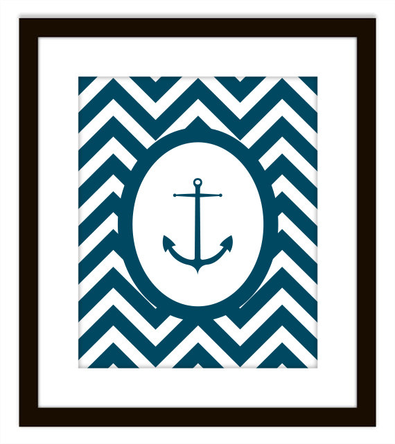 Nautical Chevron Anchor Printable Home Decor Art Print on Luulla